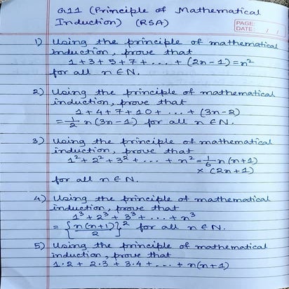 CBSE Grade 11 Mathematics Ch 4 Principle of Mathematical Induction Worksheet (RSA) | PDF