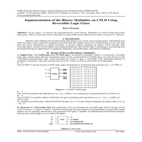 Implementation Of The Binary Multiplier On Cpld Using Reversible Logic Gates Pdf 
