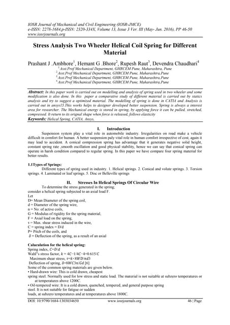 Design of helical spring against static loading | PPTX | Physics | Science