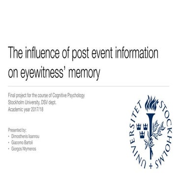 The influence of post event information on eyewitness memory | PPT