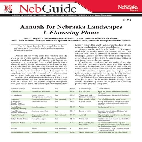 Annuals for Nebraska Landscapes - University of Nebraska | PDF