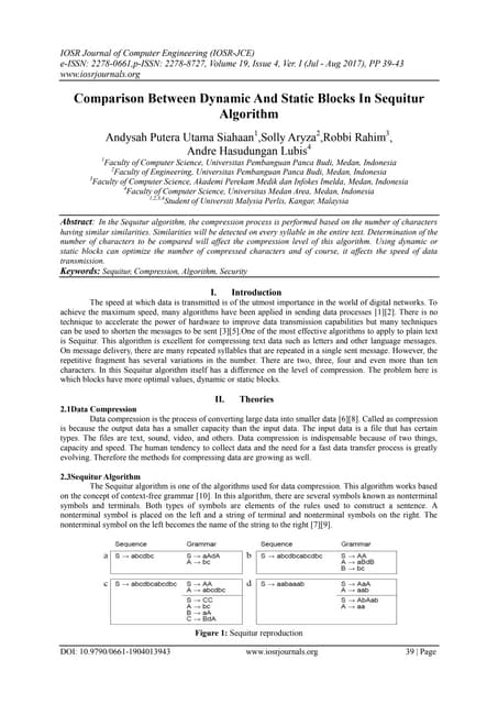 Comparison Between Dynamic And Static Blocks In Sequitur Algorithm Pdf