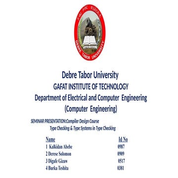 Debre Tabor University Department of Electrical and Computer ...