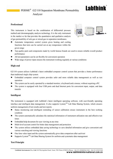 Labthink Gas Permeation Tester | PPT