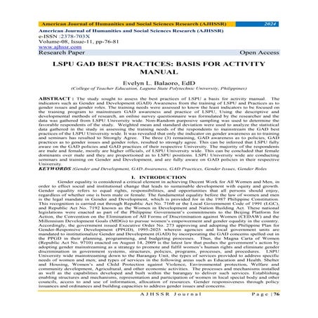 LSPU GAD BEST PRACTICES: BASIS FOR ACTIVITY MANUAL | PDF