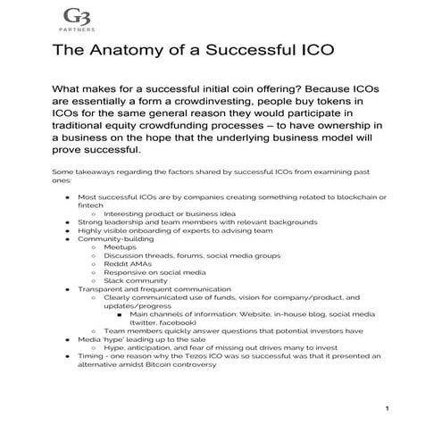 Anatomy of a Successful ICO | PDF