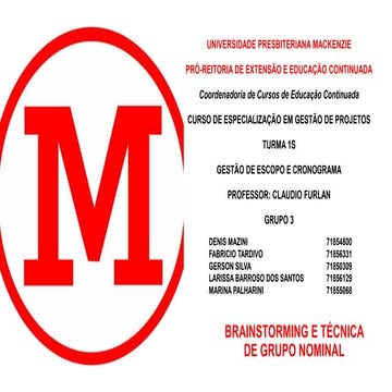 Brainstorming e Técnica de Grupo Nominal | PPTX