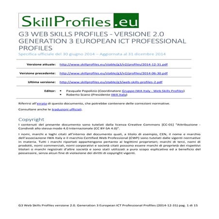 G3 web skills profiles versione 2.0. generation 3 european ict professional profiles | PDF | Web ...