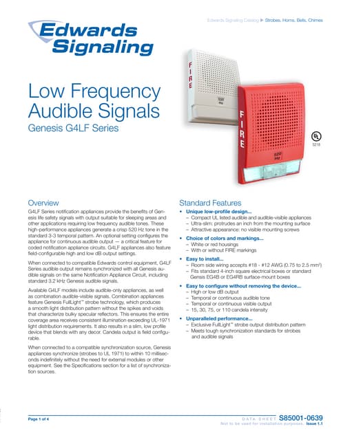 Edwards Signaling WG4RF-SVMC Data Sheet | PDF