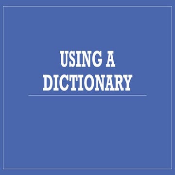 Using a Dictionary | PPT