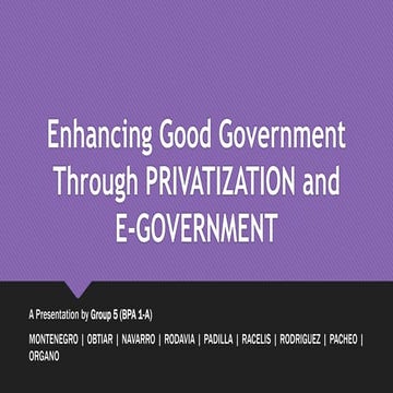 Privatization and E-government in the Philippines | PPT