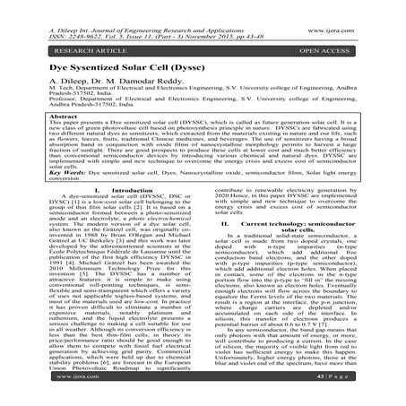 Dye Sysentized Solar Cell (Dyssc) | PDF