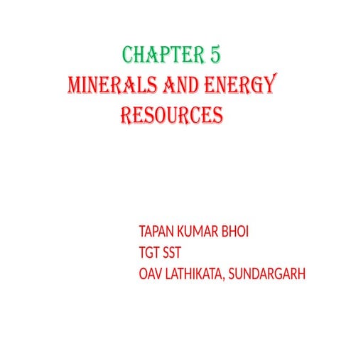 Grade 10 Energy and Mineral Resources CBSE NCERT | PDF