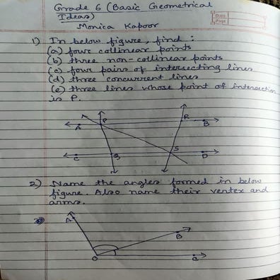 CBSE Grade 6 Mathematics Basic Geometrical Ideas Worksheet (MK) | PDF