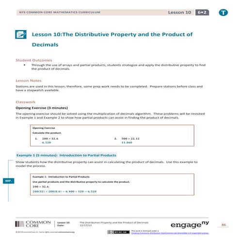 G6 m2-b-lesson 10-t | DOCX | Homework and Study | Education
