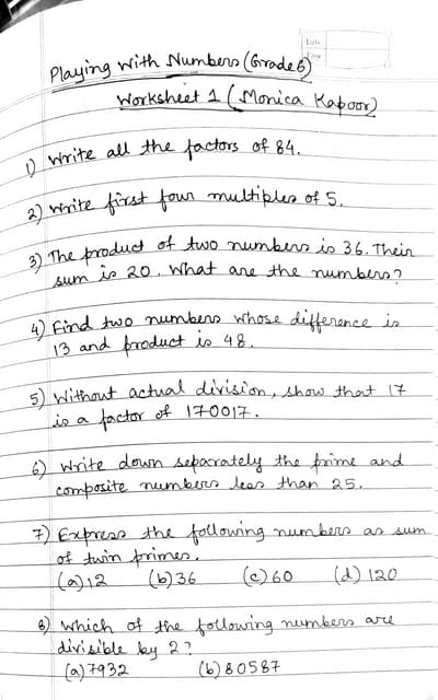 ICSE Grade 7 Mathematics Exponents and Powers Worksheet (MLA) | PDF