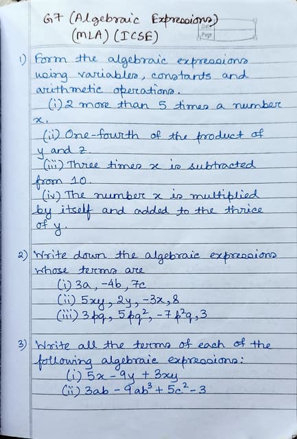 ICSE Grade 7 Mathematics Exponents and Powers Worksheet (MLA) | PDF