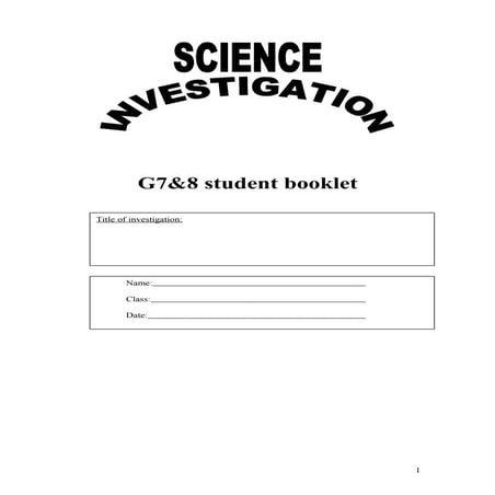 G7& G8 Science Investigation Booklet | DOC