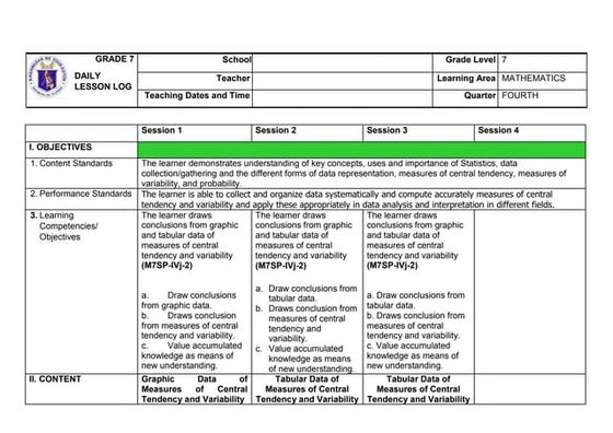 COT 4 Learning Plan: Collecting and Organizing Data using Tables-Grade 4 Mathematics | DOCX