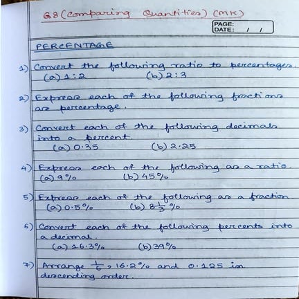 CBSE Grade 8 Mathematics Comparing Quantities Worksheet (MK) | PDF