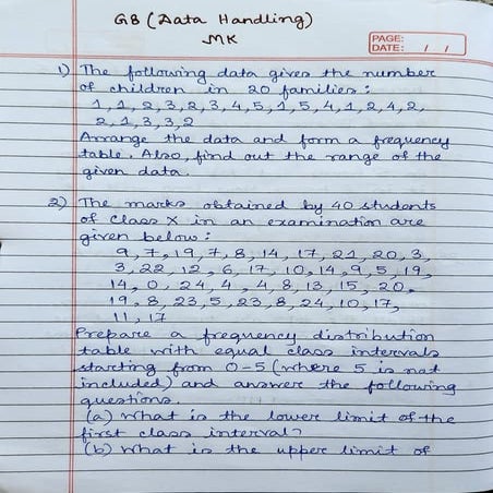 CBSE Grade 8 Data Handling Worksheet (MK) | PDF