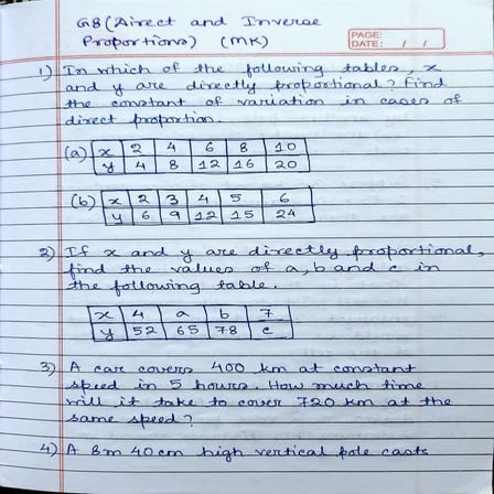CBSE Grade 8 Mathematics Direct and Inverse Proportions Worksheet (MK ...