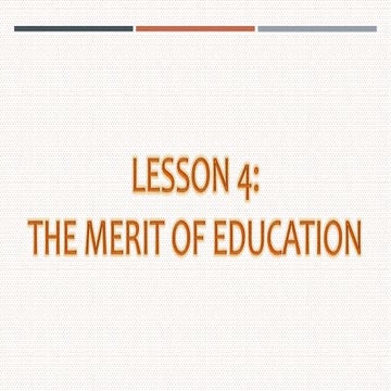 THE MERIT OF EDUCATION | PPT