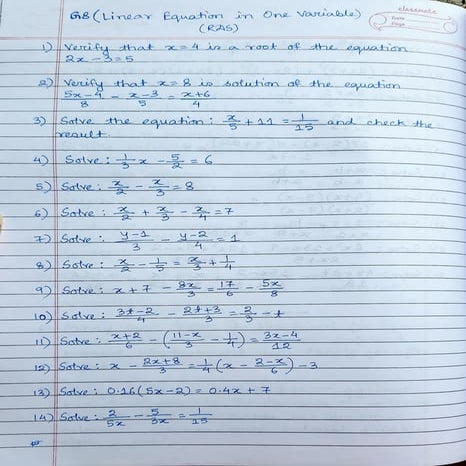 CBSE Grade 8 Mathematics Linear Equations in One Variable Worksheet ...
