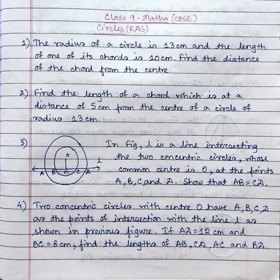 CBSE Grade 9 Mathematics Circles Worksheet (RDS) | PDF