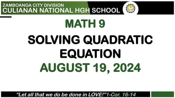 SOLVING-QUADRATIC-INEQUALITIES GRADE 9.pptx | Physics | Science