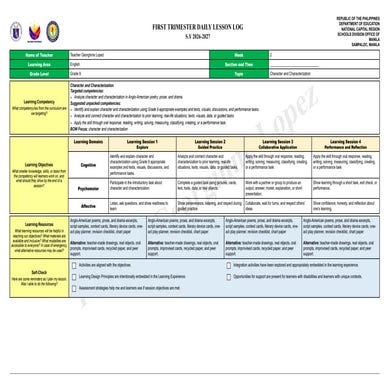 Comprehensive Grade 9 English Lesson Plan on Character and ...