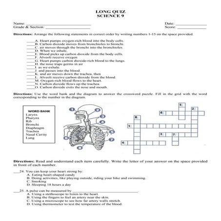 Grade 9 Science First Quarter Sample Long Quiz | DOCX
