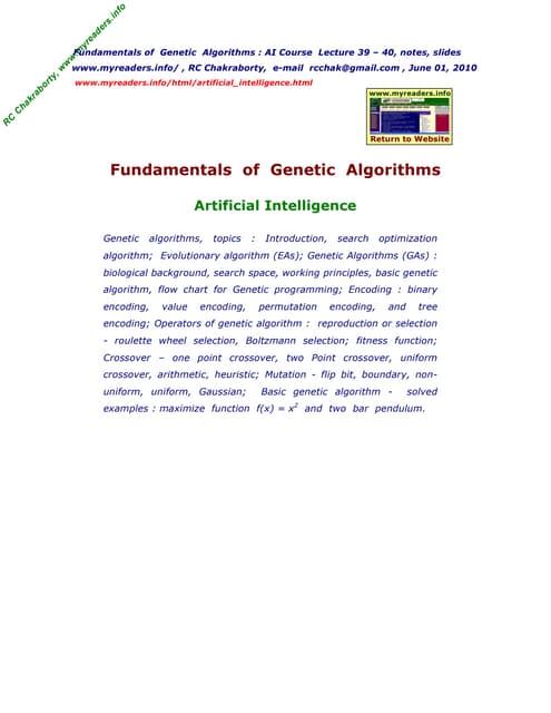Introduction to genetic algorithms | PPT