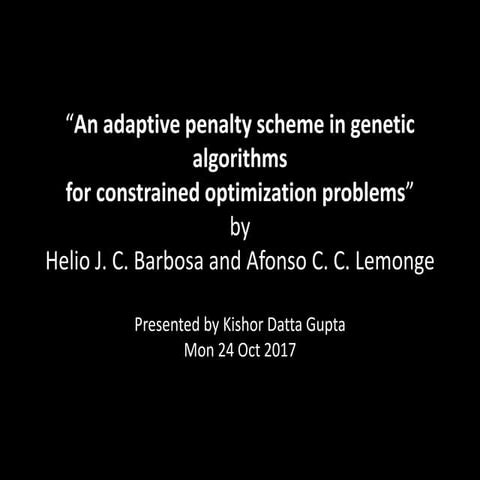 Adaptive Penalty function in Genetic algorithms | PPT