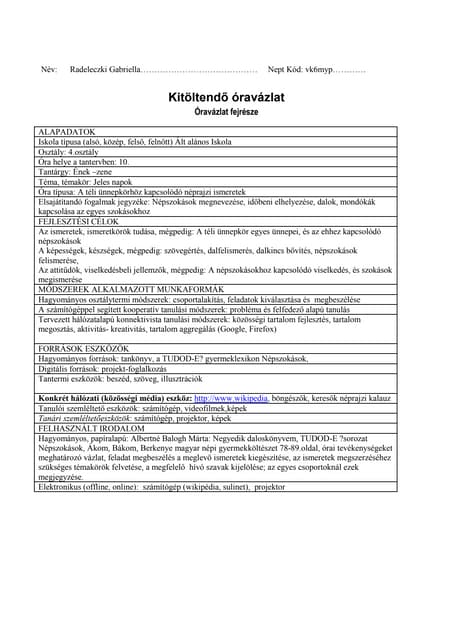 Digitális óravázlat angol órára | DOCX