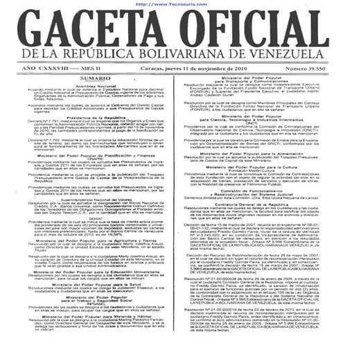 Gaceta oficial-39550 11-noviembre-2010 | PDF