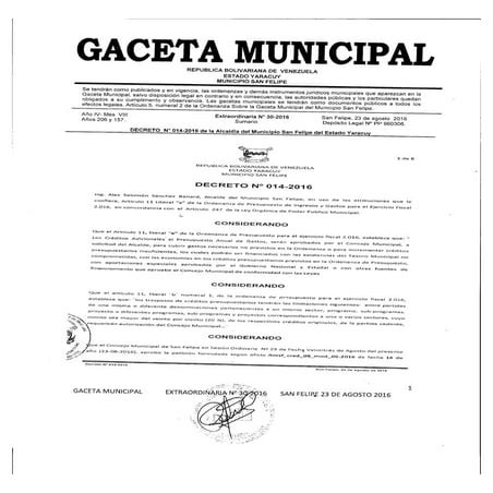 Gaceta municipal extraordinaria 30 2016 | PDF