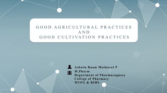 Who guidelines on good agricultural and collection practices medicinal ...