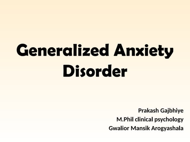 Generalized anxiety disorder | PPT