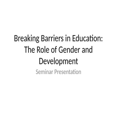 Gender and Development Workshops for Training | PPTX