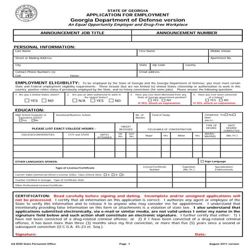 STATE VACANCY ANNOUNCEMENT - Housekeeping Supervisor, Marietta, GA | PDF
