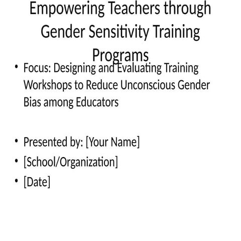 Gender and Development Workshops for Training | PPTX