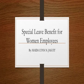 Special Leave Benefits for Women in the Philippines | PDF
