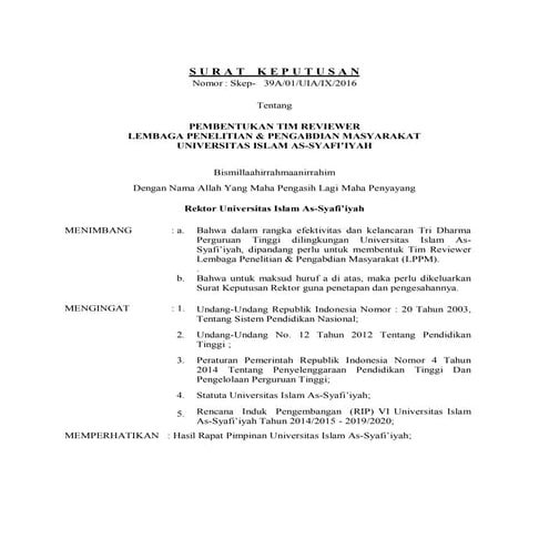 Sk reviewer-lppm-th-2016 | PDF