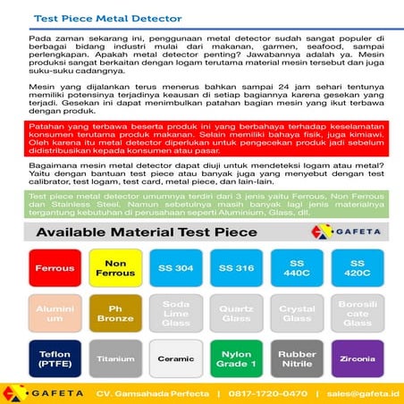 Test Piece Metal Detector | PDF