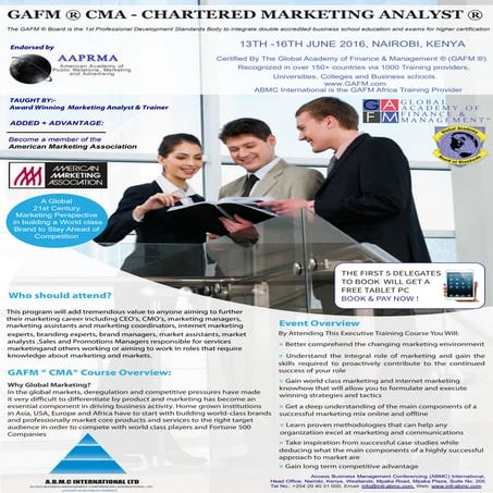 Kenya Chartered Marketing Analyst Certificate Course | PDF