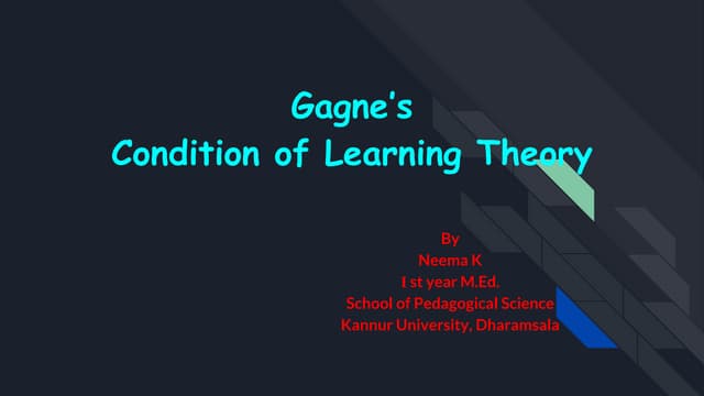 Gagne’s Hierarchy of Learning – Eight types of learning | PPTX