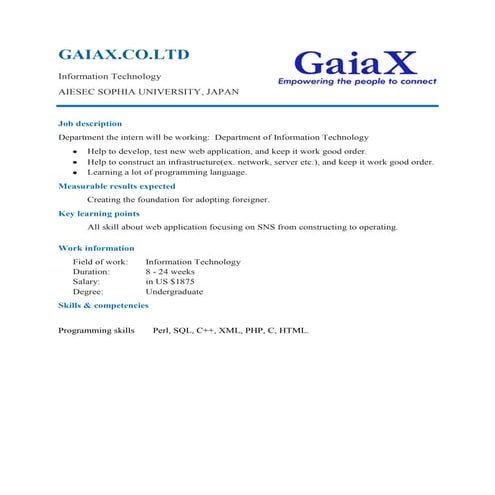 Gaiax.co.ltd- japan - aiesec sophia university | DOCX