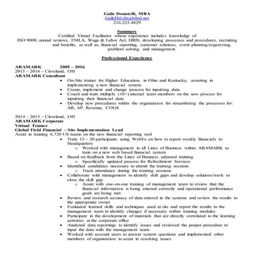 Gaile donatelli hr resume june 2016 | DOCX