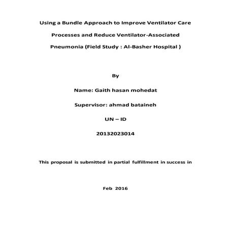 Using a Bundle Approach to Improve Ventilator Care Processes and Reduce ...